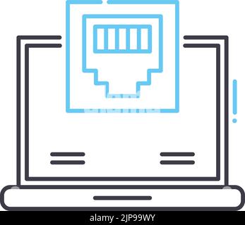 lan icon, black vector sign with editable strokes, concept illustration ...