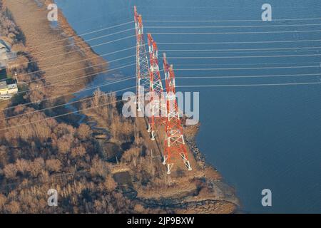 Hydro-Quebec power lines are pictured crossing a mountain in the Quebec ...