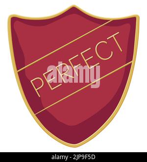 Graphic illustration of a red traditional school prefect's badge, on a ...
