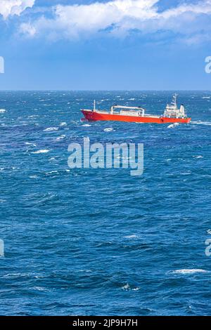 Refrigerated cargo ship Silver Star sailing in choppy seas in the North ...