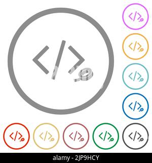 Software patch flat color icons in round outlines on white background ...