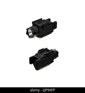 Modern LED flashlight with weapon mount. Underbarrel tactical ...