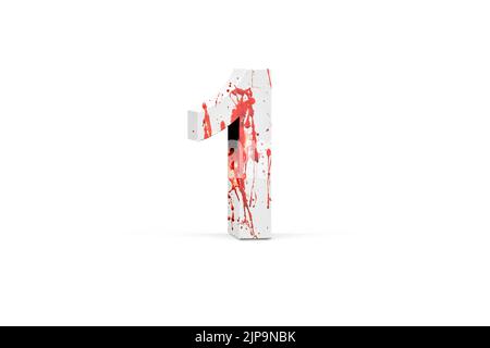 Bloody digit - three dimensional number with texture from blood on ...
