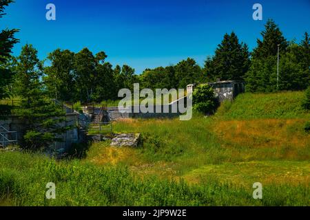 falling apart military structure in fort ives Stock Photo - Alamy