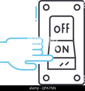 turn off electrical icon, black vector sign with editable strokes ...