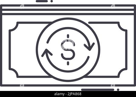 money flow symbol icon, black vector sign with editable strokes ...