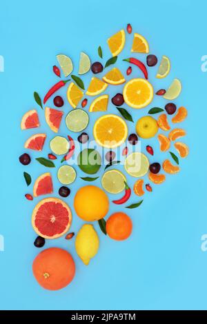 Healthy food high in flavonoids and polyphenols. Legumes, citrus fruit ...