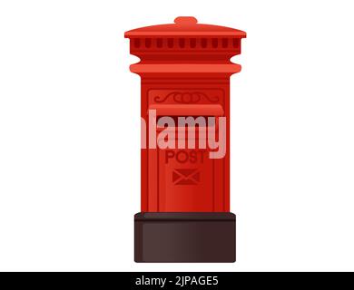 Red classic mailbox on stand vector illustration isolated on white ...