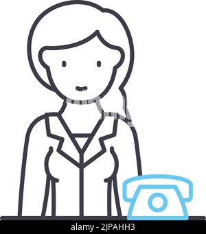 Office staff vector line icon, linear concept, outline sign, symbol ...