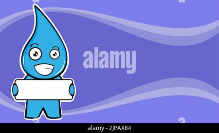 funny water drop character cartoon expression blue background card ...