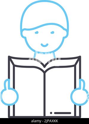 reader line icon, outline symbol, vector illustration, concept sign ...