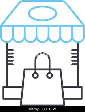 Online shop icon. Outline online shop vector icon color flat isolated ...