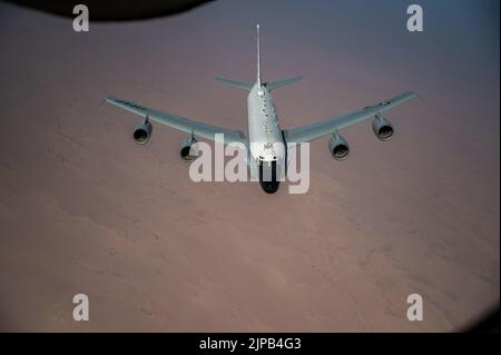 A U.S. Air Force RC-135W Rivet Joint aircraft assigned to the 763rd ...