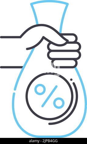 Business icon with hand and money bag with dollar sign. Concept of ...