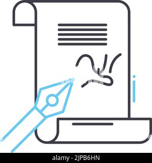 signing contracts line icon, outline symbol, vector illustration ...