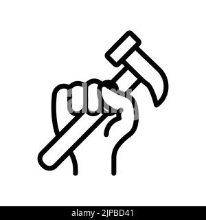 Hand holding hammer. Fist with hammer. Hand with hammer. Construction ...