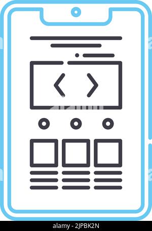 high fidelity wireframes line icon, outline symbol, vector illustration ...