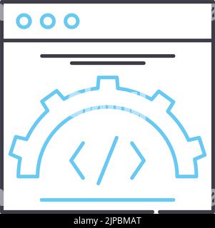 Coding process icon, linear isolated illustration, thin line vector, web design sign, outline ...