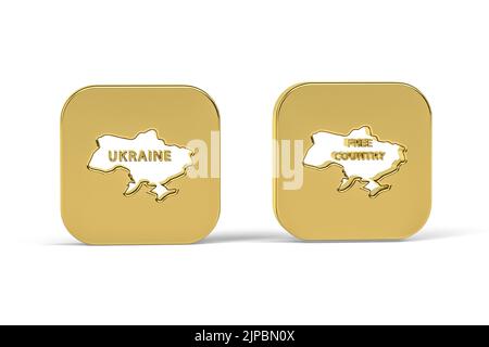 Golden 3d Russian aggression icon isolated on white background - 3d ...