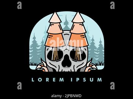 Illustration design of a pine trees stuck in skull Stock Vector Image ...