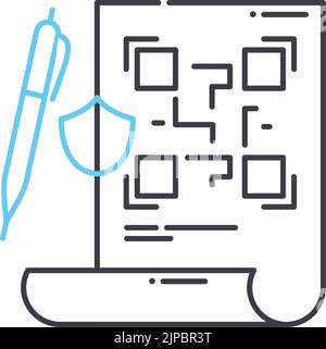 qr code document line icon, outline symbol, vector illustration ...