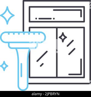 Window clean, cleaning vector line icon, linear concept, outline sign ...