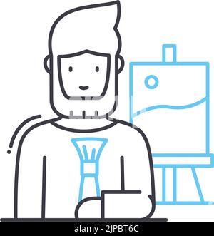 Artist art tools icon outline vector. Creative design. Paint kid Stock ...