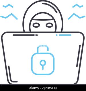 Hacker attack icon, linear isolated illustration, thin line vector, web design sign, outline ...