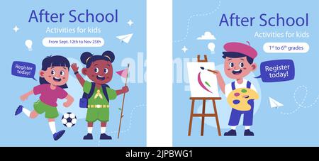 Hand drawn after school activities template Vector illustration Stock ...