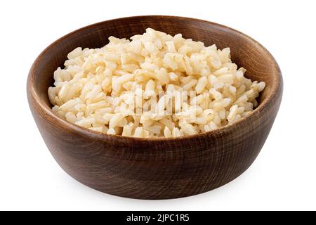 Brown Rice in a Wood Bowl on White Stock Photo - Alamy