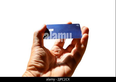 Man pays with a rechargeable credit card Stock Photo - Alamy