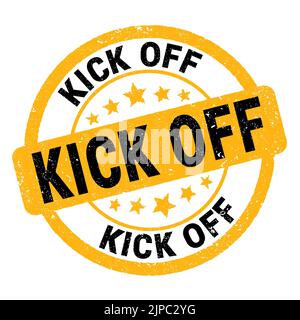 KICK OFF text written on red round postal stamp sign Stock Photo - Alamy