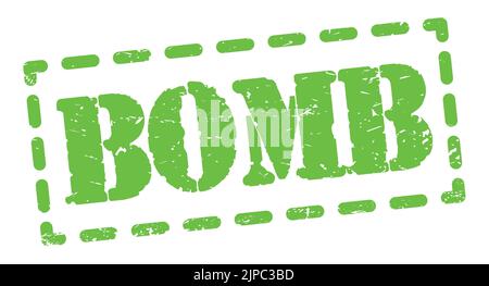 BOMB text written on green trapeze stamp sign Stock Photo - Alamy