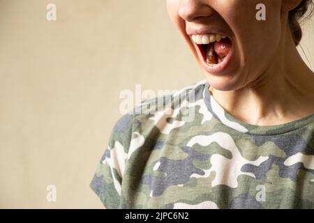 Ukrainian girl screams from anger and horror that occurs in Ukraine ...