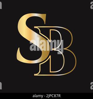 Initial letter SB, BS logo design template. Monogram Letter SB luxury ...