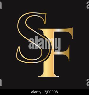 Initial letter SF, FS logo design template. Monogram Letter SF luxury ...