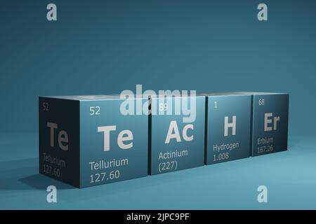 3D rendering cubes of the elements of the periodic table, carbon ...