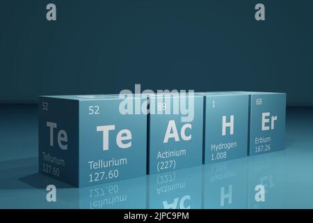 3D rendering cubes of the elements of the periodic table, carbon ...