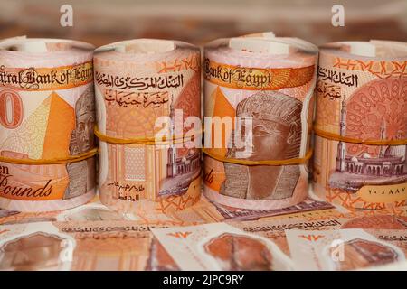 Egypt money rolls of new first Egyptian 10 LE EGP ten pounds plastic ...