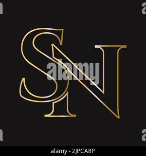 Initial letter SN, NS logo design template. Monogram Letter SN luxury ...