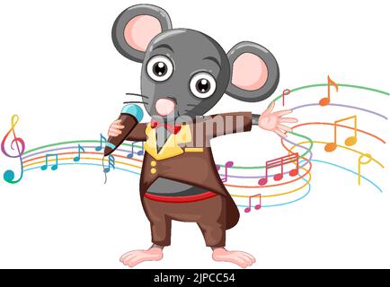 Rat singer cartoon character on white background illustration Stock ...