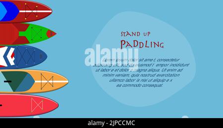 Sup stand up paddle board. Vector simple surf sport. Stickman no face clipart cartoon. Hand ...