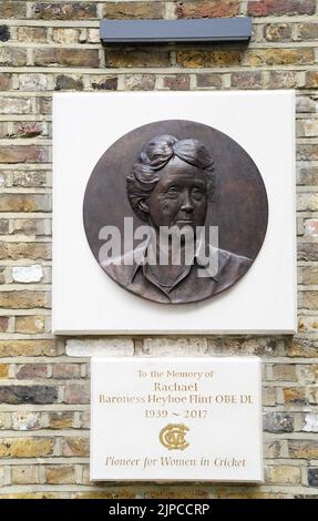 A view of the plaque at the new Heyhoe Flint gate at Lord's Cricket ...