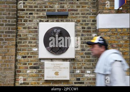 A view of the plaque at the new Heyhoe Flint gate at Lord's Cricket ...