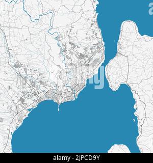 Vector map of Dabaw city. Urban grayscale poster. Road map image with ...