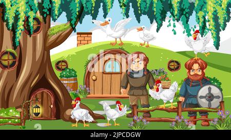 Hobbit house with farm animals illustration Stock Vector Image & Art ...