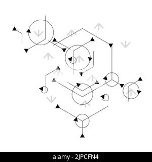 Connecting shapes on light background. Banner design. Geometric art ...