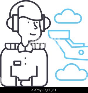 Aircraft pilot icon. Outline Aircraft pilot vector icon for web design ...