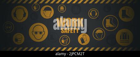 Background of icons, pictograms of industrial safety and occupational ...