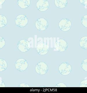 Planet earth engraved seamless pattern. Vintage sphere of world in hand ...